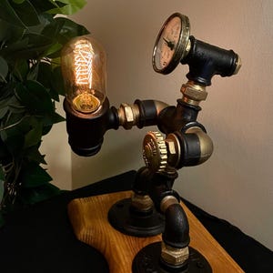 Pipeman Desk Lamp, Steampunk Lamp, Edison Bulb Lighting, Unique Table ...