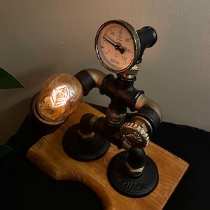 Pipeman Desk Lamp, Steampunk Lamp, Edison Bulb Lighting, Unique Table ...