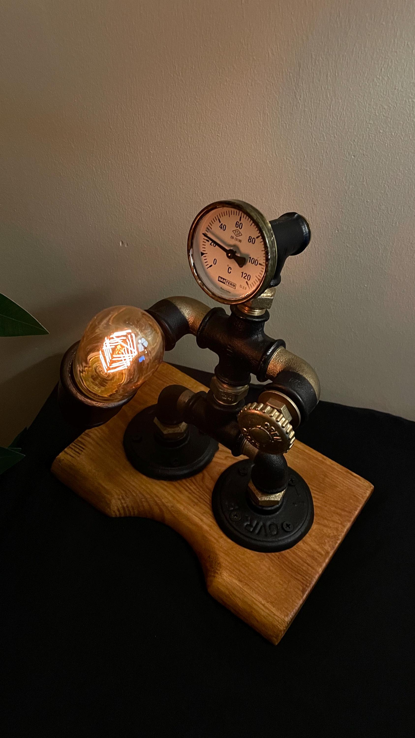 Pipeman Desk Lamp, Steampunk Lamp, Edison Bulb Lighting, Unique Table ...