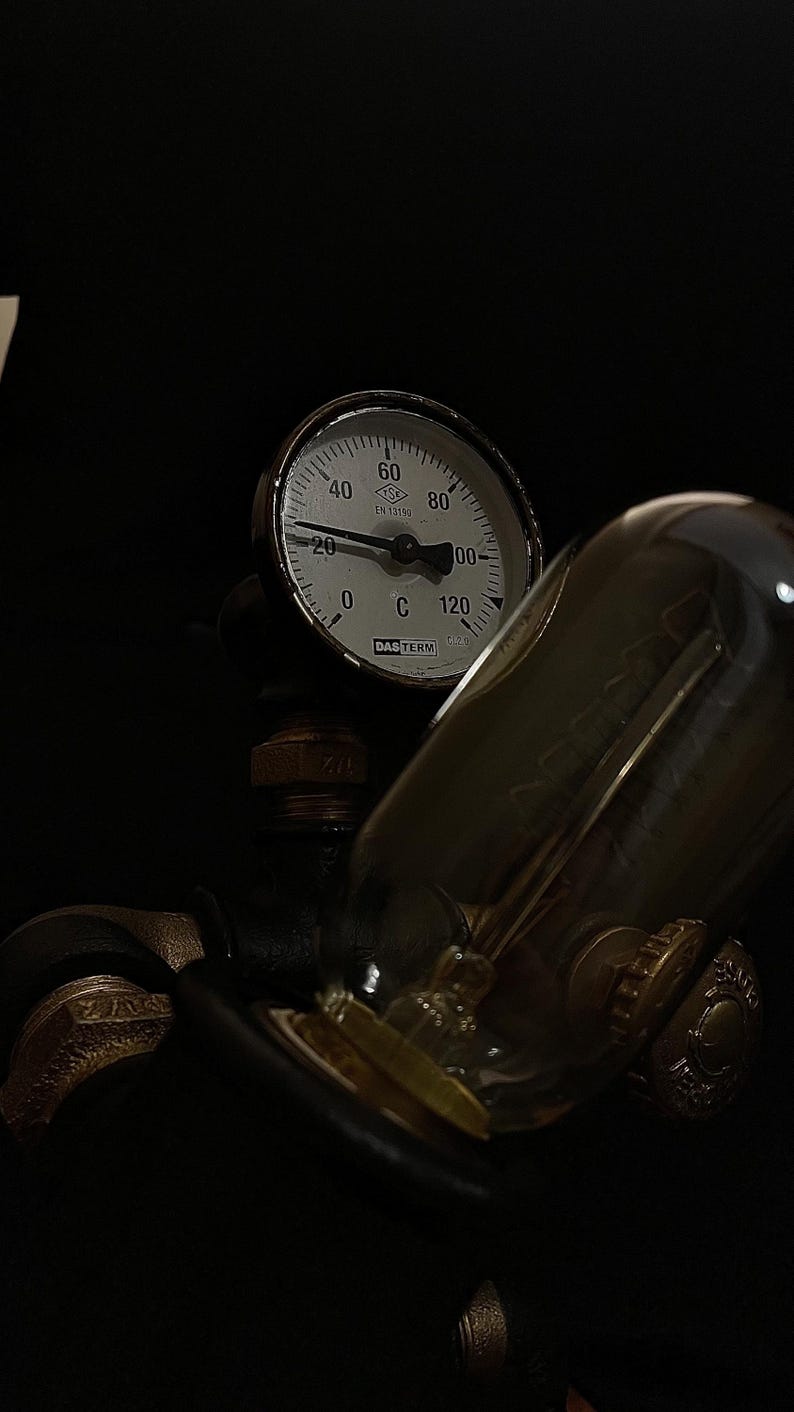 Pipeman Desk Lamp, Steampunk Lamp, Edison Bulb Lighting, Unique Table ...
