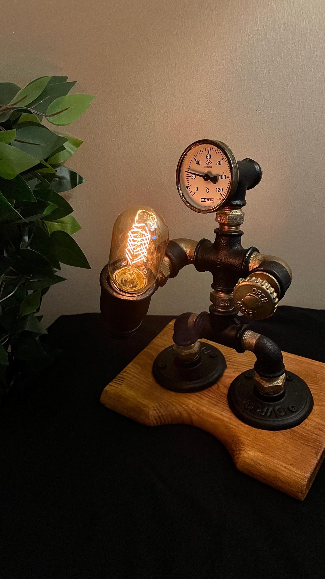 Pipeman Desk Lamp, Steampunk Lamp, Edison Bulb Lighting, Unique Table ...