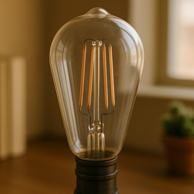 Edison Bulb Desk Lamp With Wooden Base Vintage Rustic Industrial ...