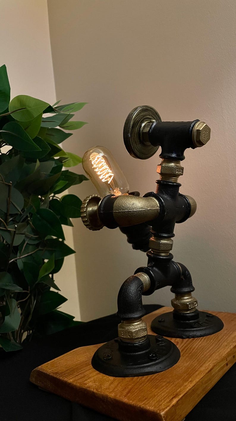 Pipeman Desk Lamp, Steampunk Lamp, Edison Bulb Lighting, Unique Table ...