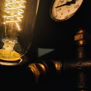 Pipeman Desk Lamp, Steampunk Lamp, Edison Bulb Lighting, Unique Table ...