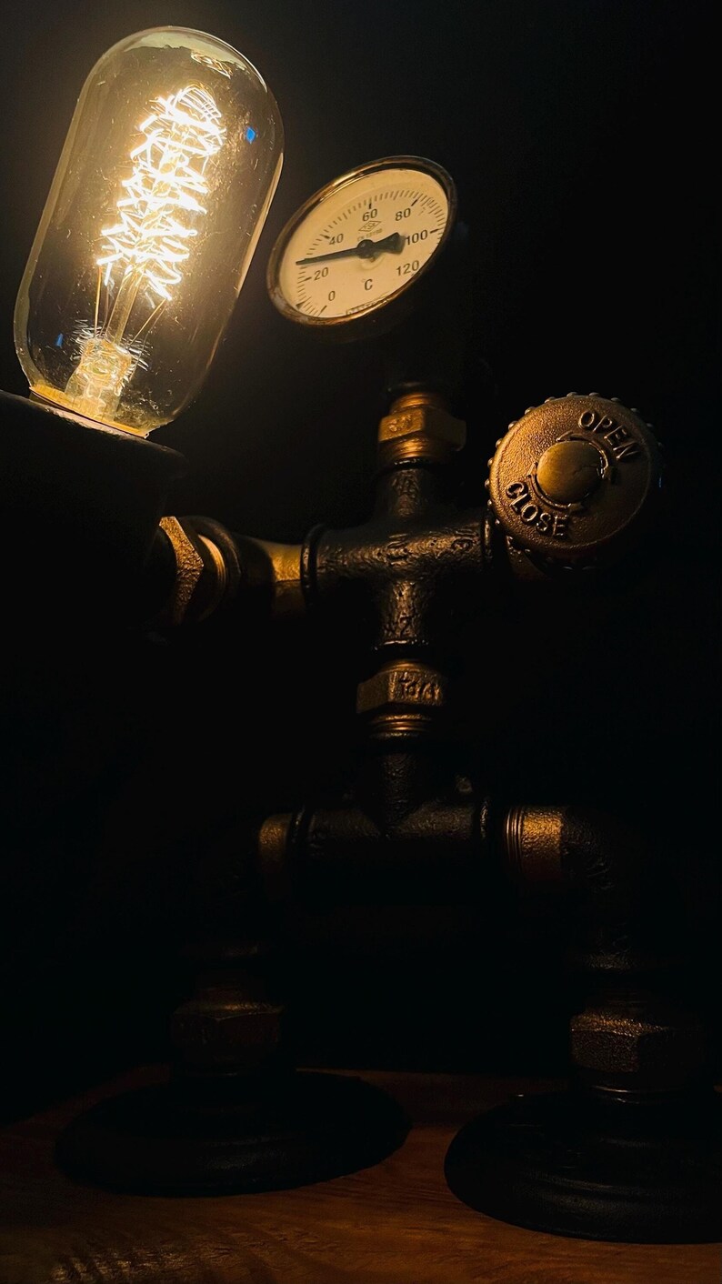 Pipeman Desk Lamp, Steampunk Lamp, Edison Bulb Lighting, Unique Table ...