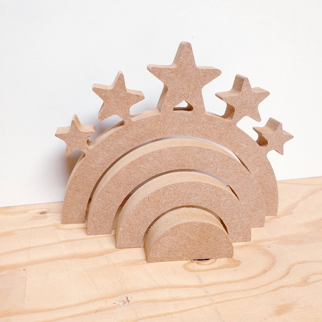Freestanding Wooden Star Rainbow Stacker, 18mm Thick MDF, Weather Shape ...