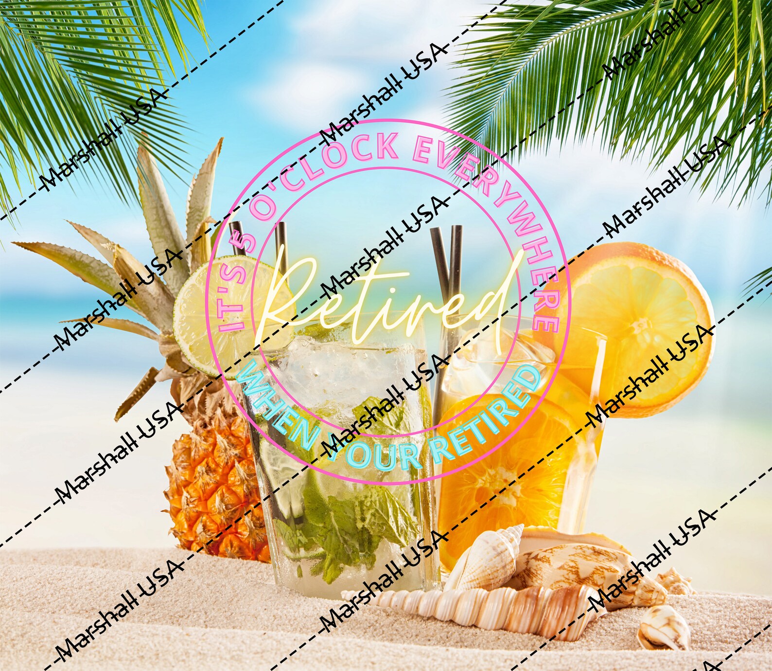 Retired Beach Scene 20 Oz Tumbler Wrap, PNG, JPG - Etsy