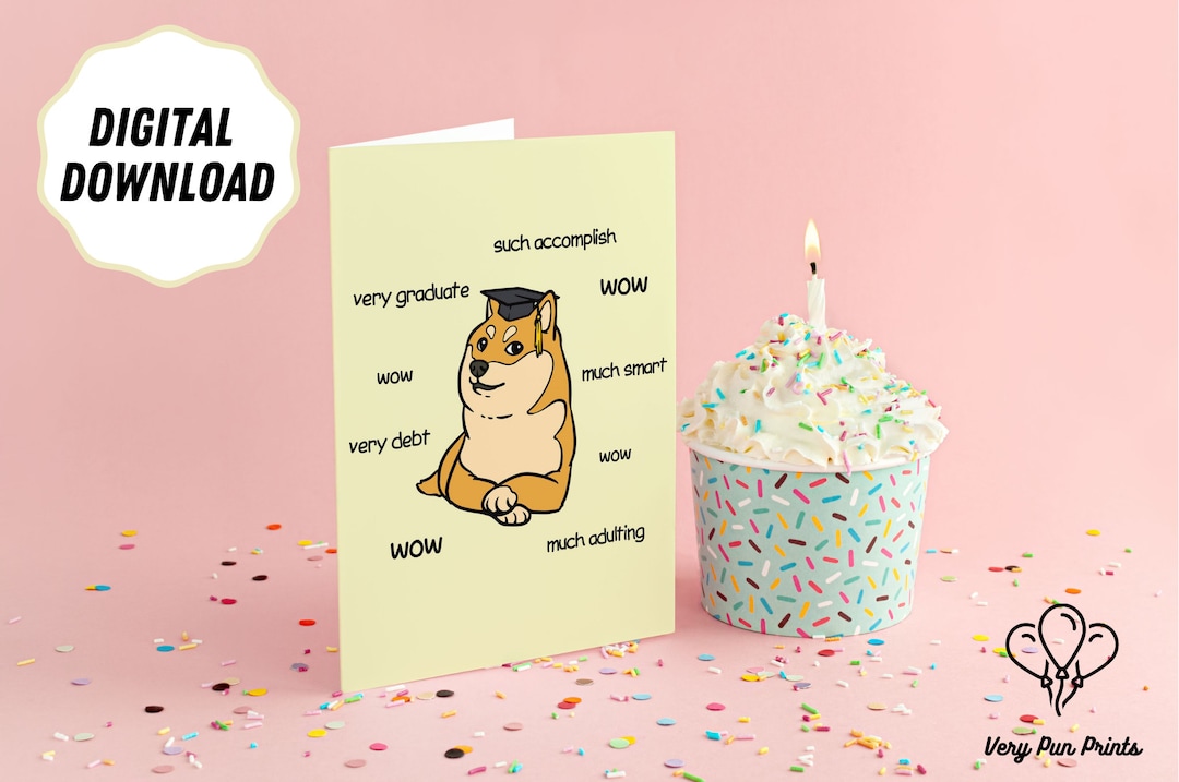 DIGITAL DOWNLOAD: DOGE Graduation Card | Doge Meme | Doge Graduation ...