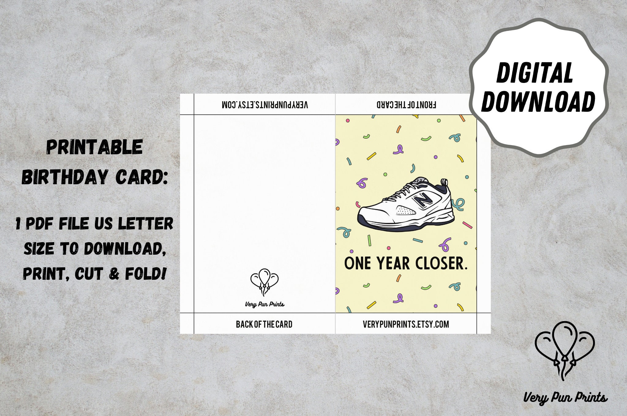 DIGITAL DOWNLOAD: One Year Closer Birthday Card | Printable Birthday ...