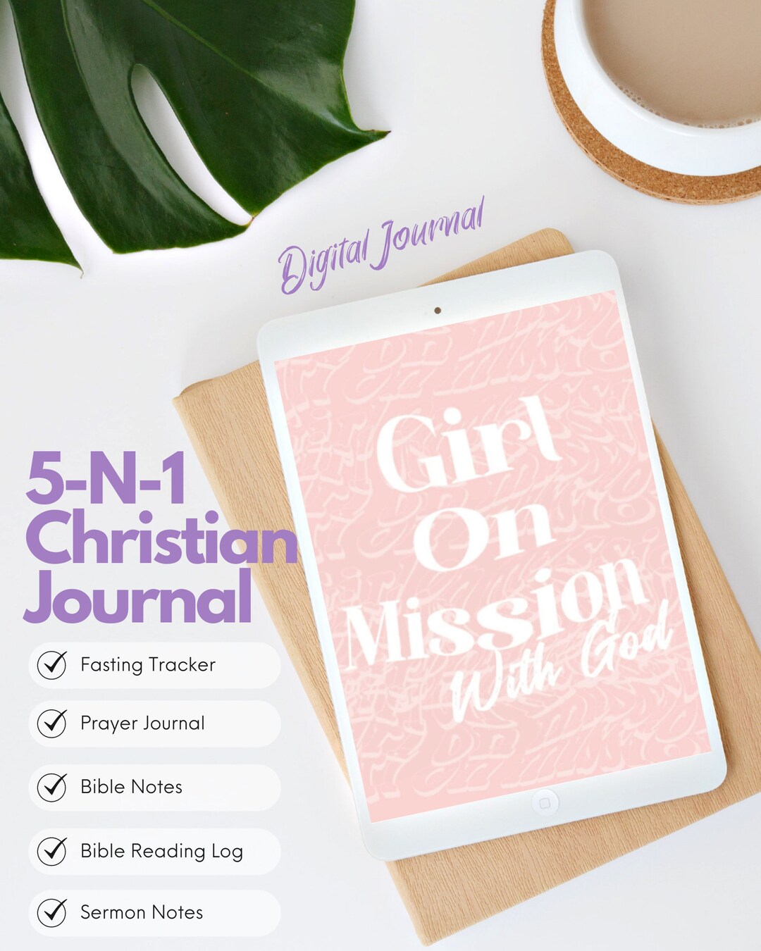 Girl on Mission for God Journal Template | Christian Journal | Digital ...