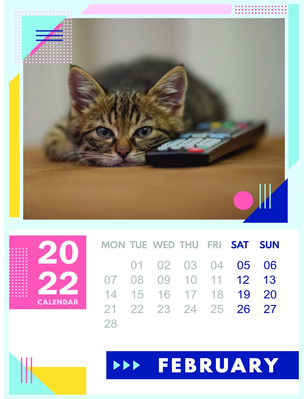2022 Calendar With Sweet Cats - Etsy
