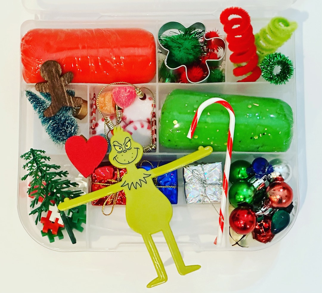 Grinch Christmas Playdough/sensory Kit - Etsy