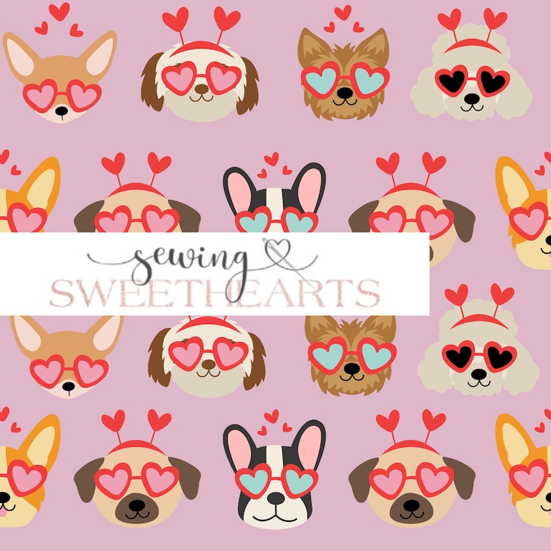 Valentine Dog Seamless Pattern, Puppy Seamless Repeat Pattern, Fabric ...
