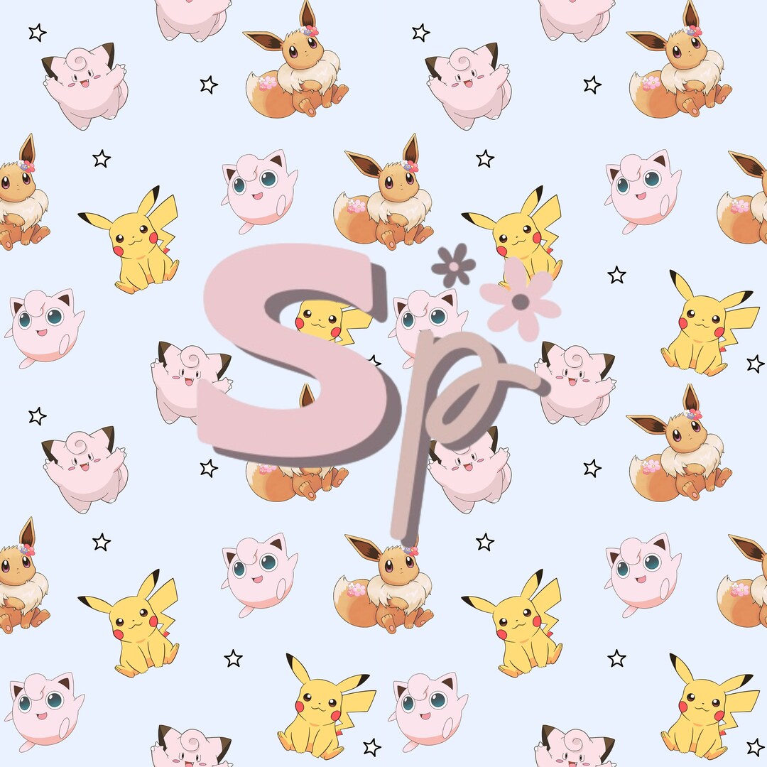 Pika Seamless Pattern, Poke Seamless Repeat Pattern, Fabric Pattern ...