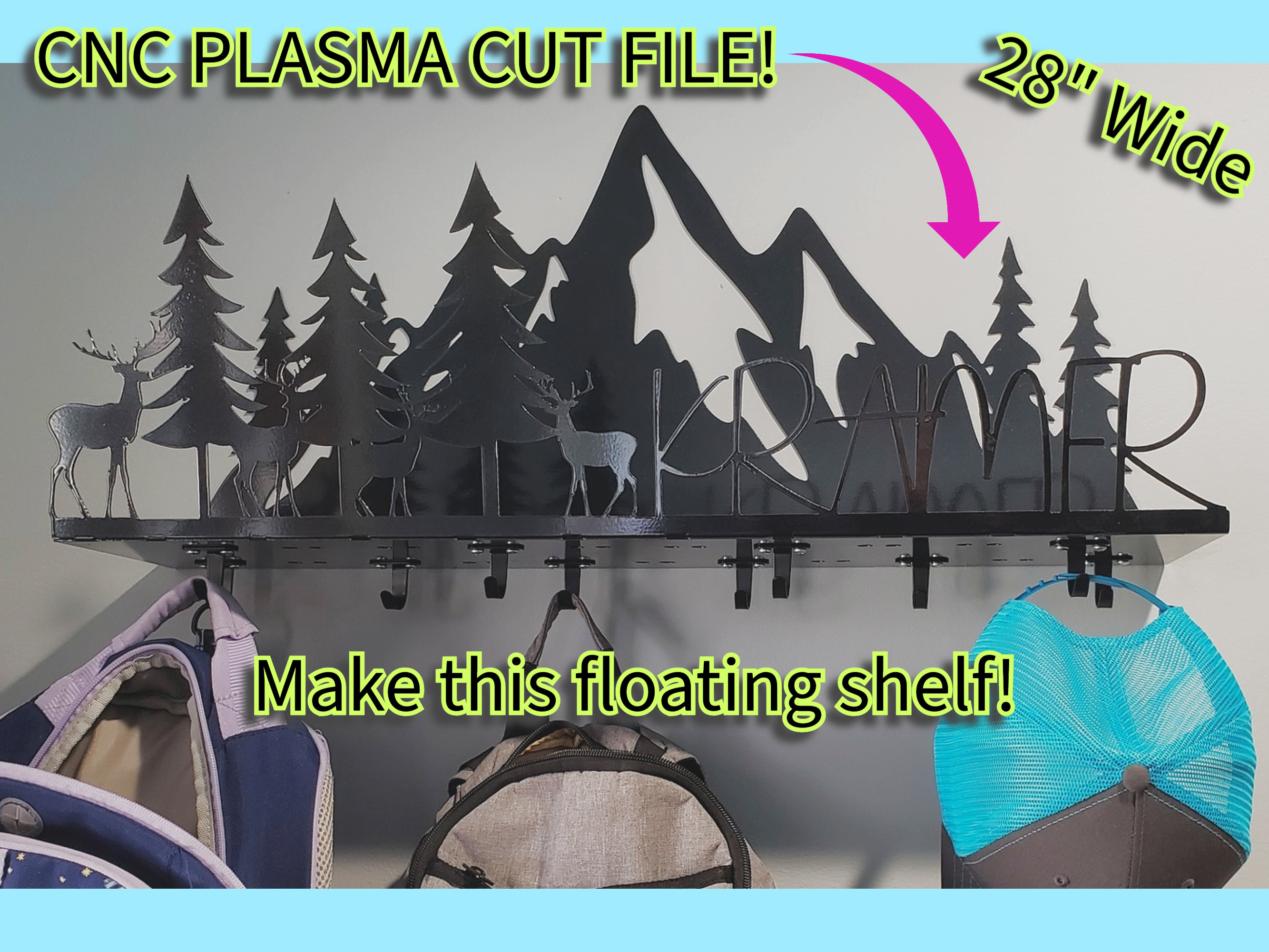 Floating Metal Shelf CNC Files, Plasma Cut Files, DXF SVG Included, 3D ...