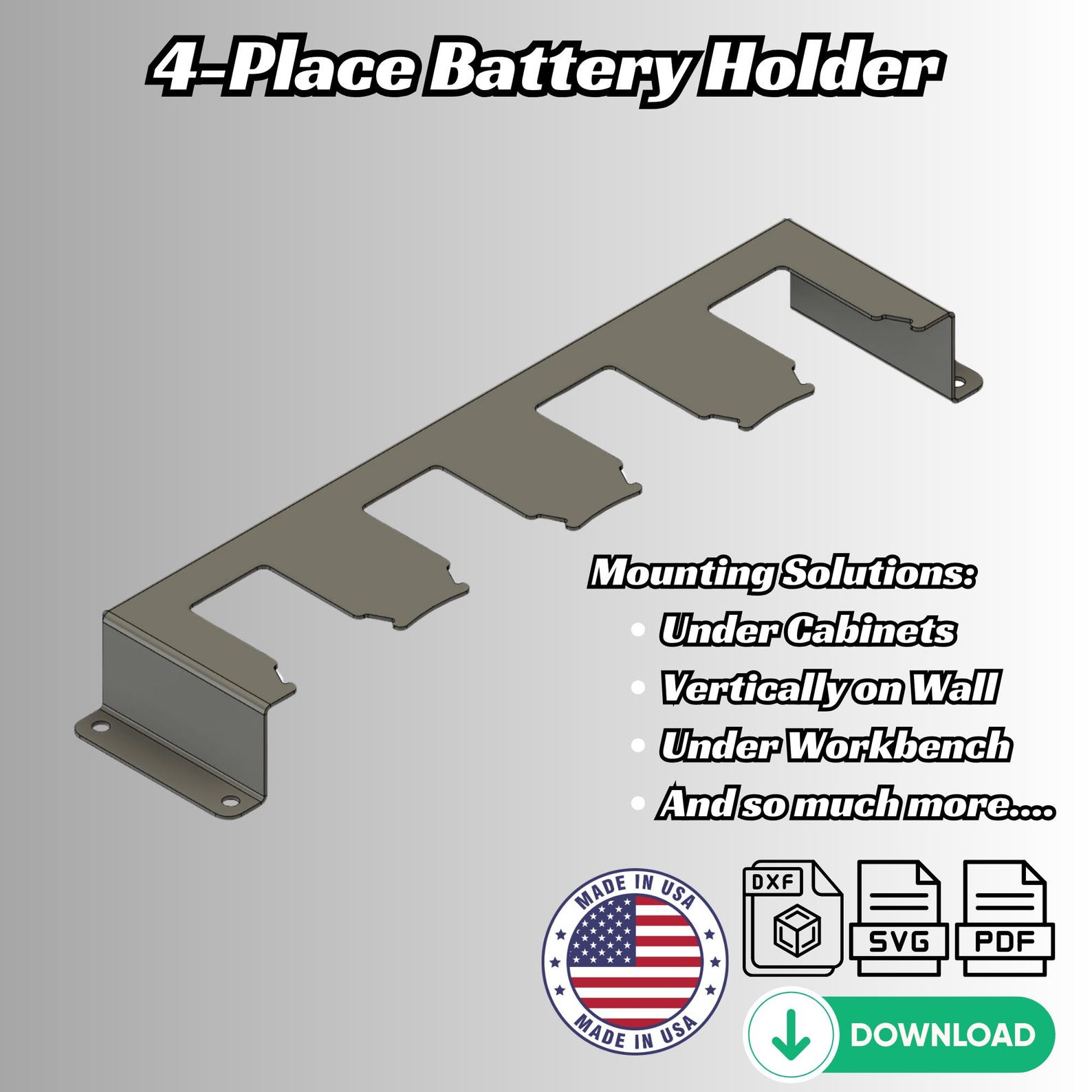 4 Place Battery Holder With Locking Tabs for Wall or Under Cabinet ...