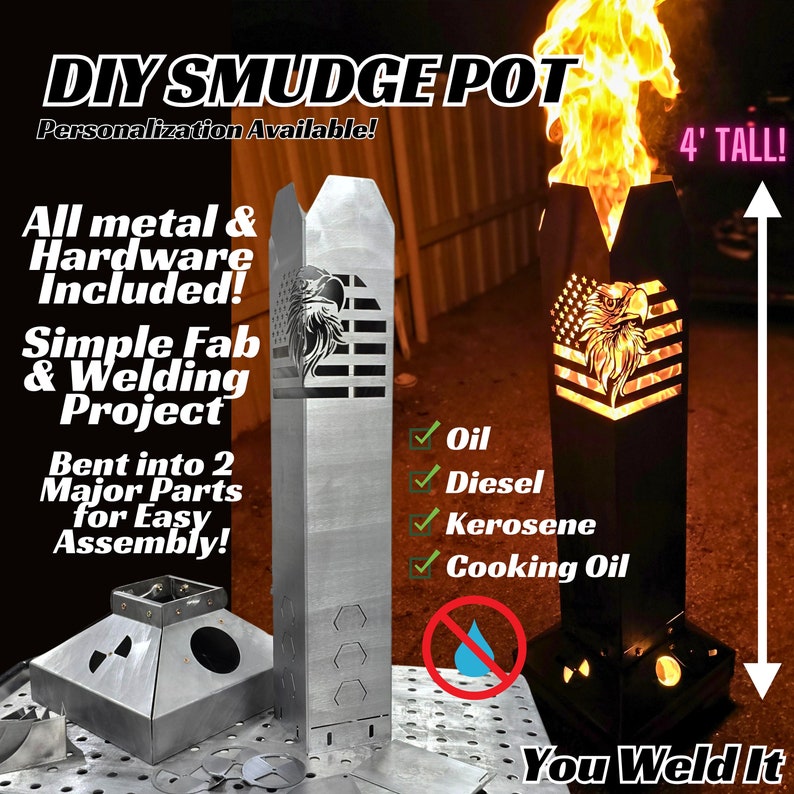 4' Smudge Pot Welding Kit - DIY Welding Projects Kit, Smudge Pot, Fire ...