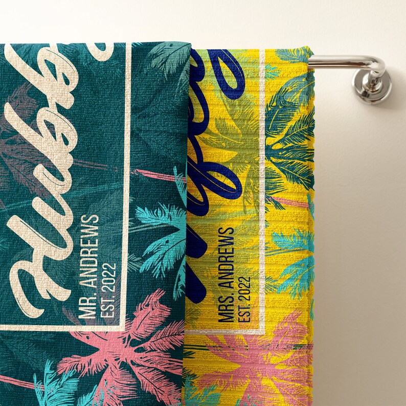 Wifey Hubby Personalized Beach Towel Custom Swimming Pool - Etsy