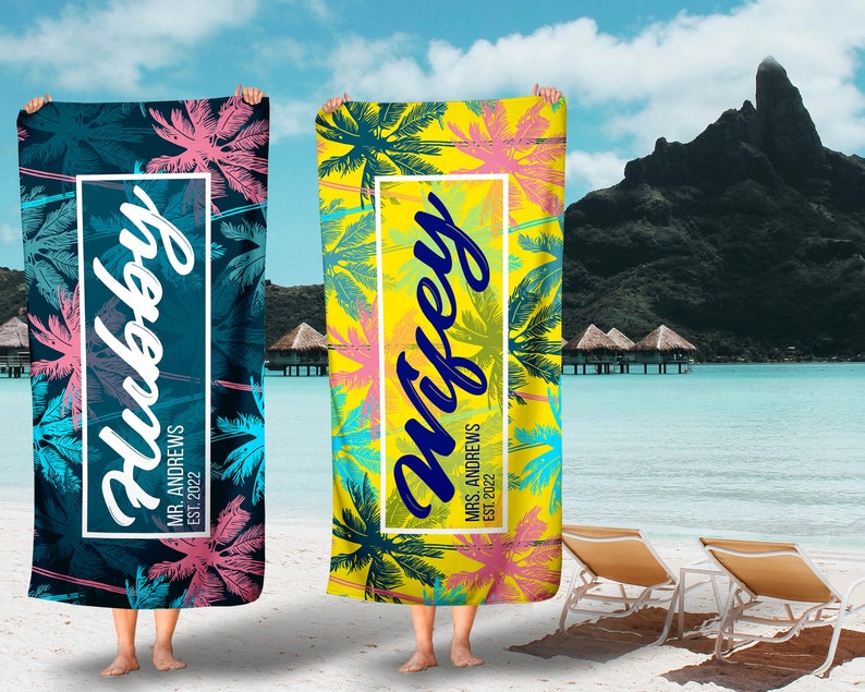 Wifey Hubby Personalized Beach Towel Custom Swimming Pool - Etsy