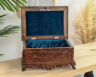 Secret Lock Wooden Box, Carved Wooden Chest, Wooden Locking Box, Wooden ...