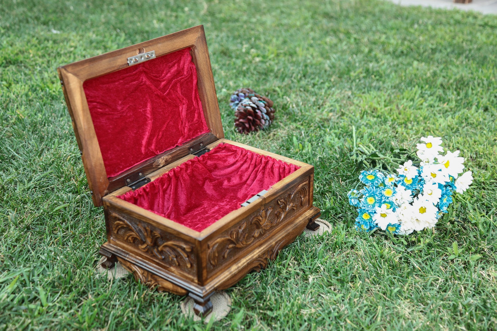 Secret Lock Wooden Box, Carved Wooden Chest, Wooden Locking Box, Wooden ...