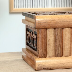 Two Tone Hand Carved Secret Lock Jewelry Box, Personalized Puzzle Box ...