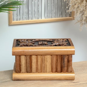 Two Tone Hand Carved Secret Lock Jewelry Box, Personalized Puzzle Box ...