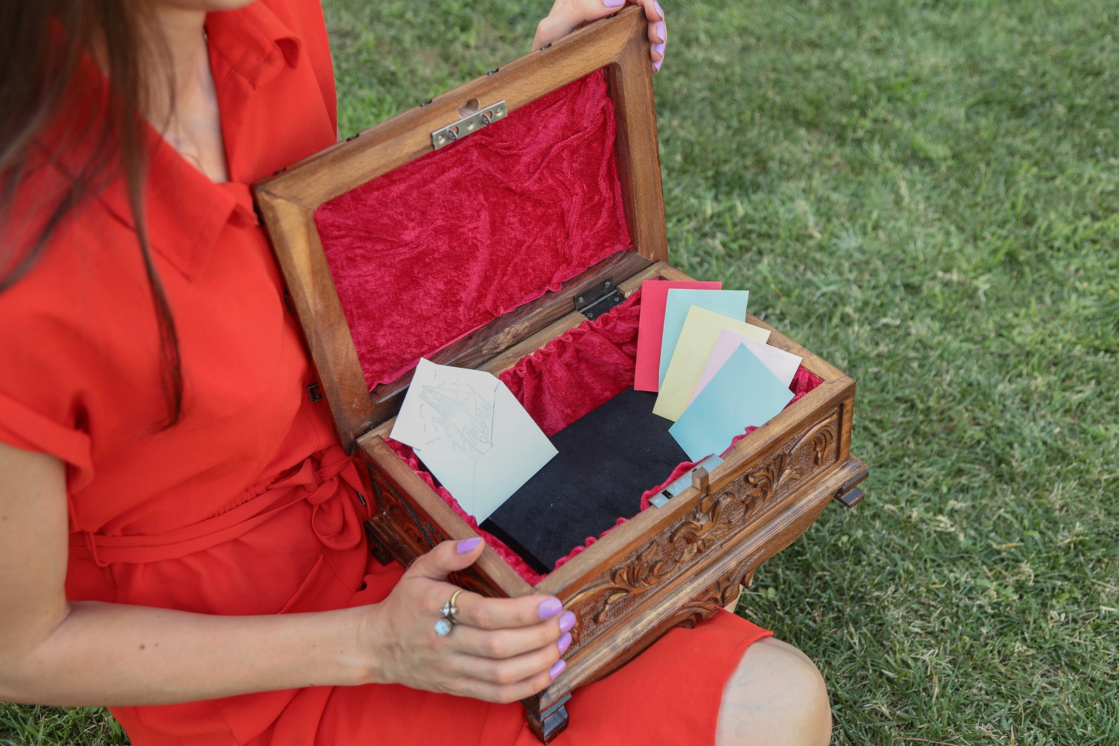 Secret Lock Wooden Box, Carved Wooden Chest, Wooden Locking Box, Wooden ...