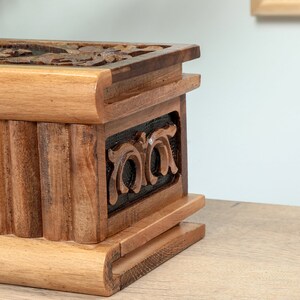Two Tone Hand Carved Secret Lock Jewelry Box, Personalized Puzzle Box ...