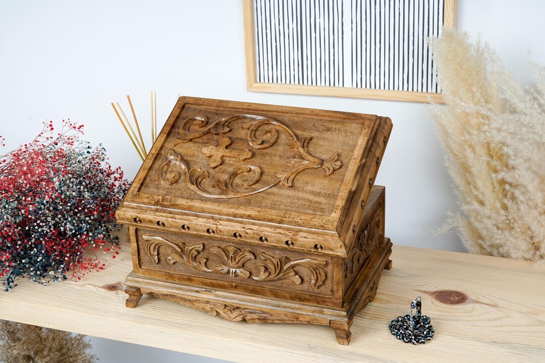 Handmade Bible Box, Cross Motif Gift Box, Religious Keepsake Box ...