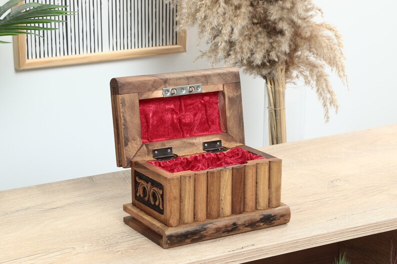 Two Tone Hand Carved Secret Lock Jewelry Box, Personalized Puzzle Box ...
