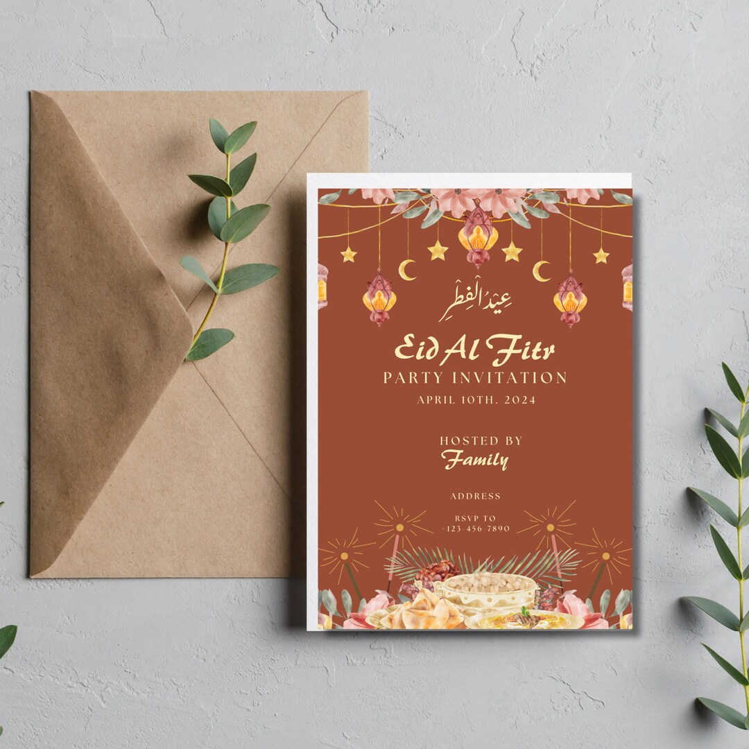 Eid Al Fitr Party Invitation, Eid Al Fitr Gift, Eid Card, Virtual ...