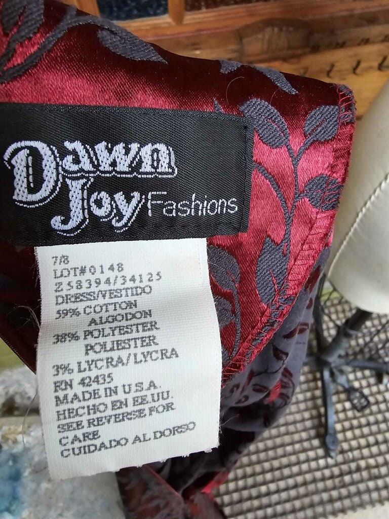 90s Dawn Joy Mandarin Dark Red 90s Dress With Black Floral Print 1990s Asian Cut - Etsy