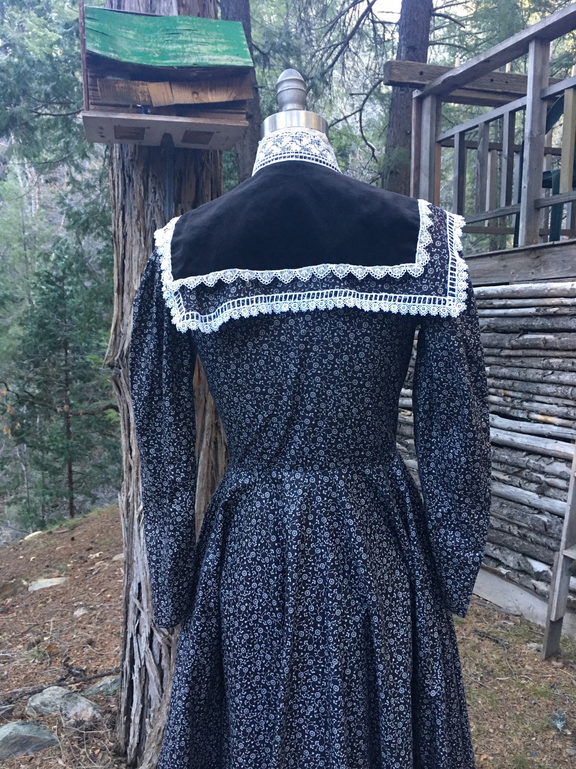 Rare Gunne Sax by Jessica Mcclintock Black Floral Sailor - Etsy