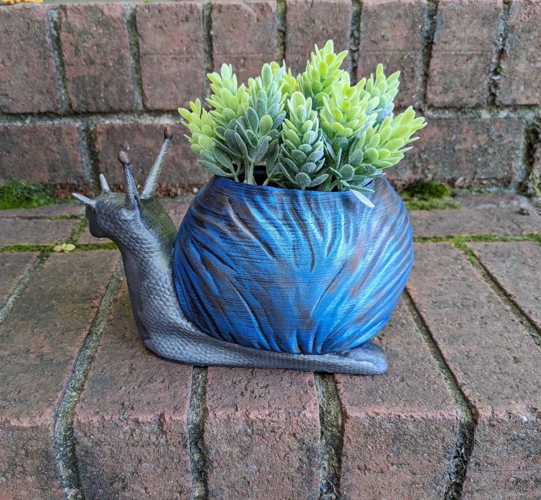 Silver Blue Shimmer Snail / Succulent Planter / Indoor Planter / Hand ...