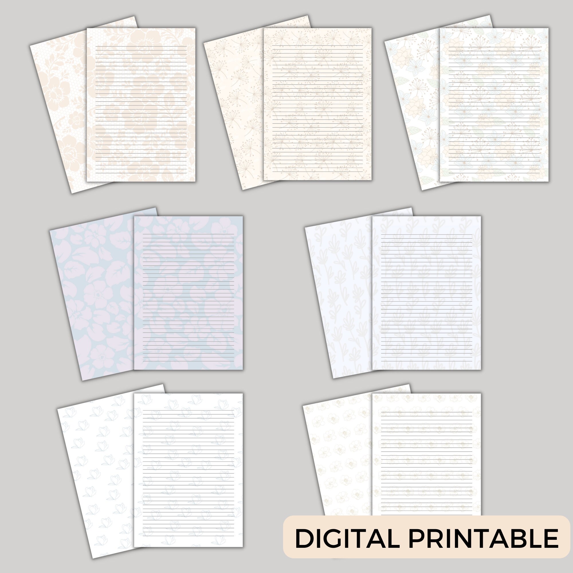 Letter Writing Paper 30 Pages Bundle Digital Printable Stationery ...