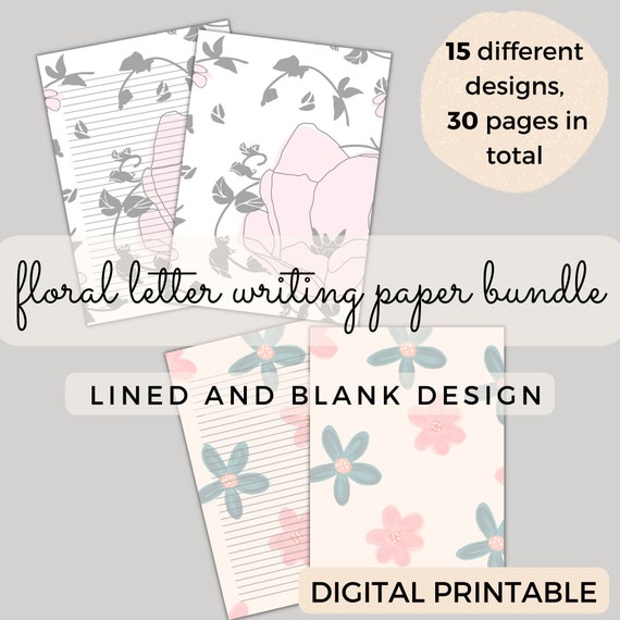 Letter Writing Paper 30 Pages Bundle Digital Printable - Etsy