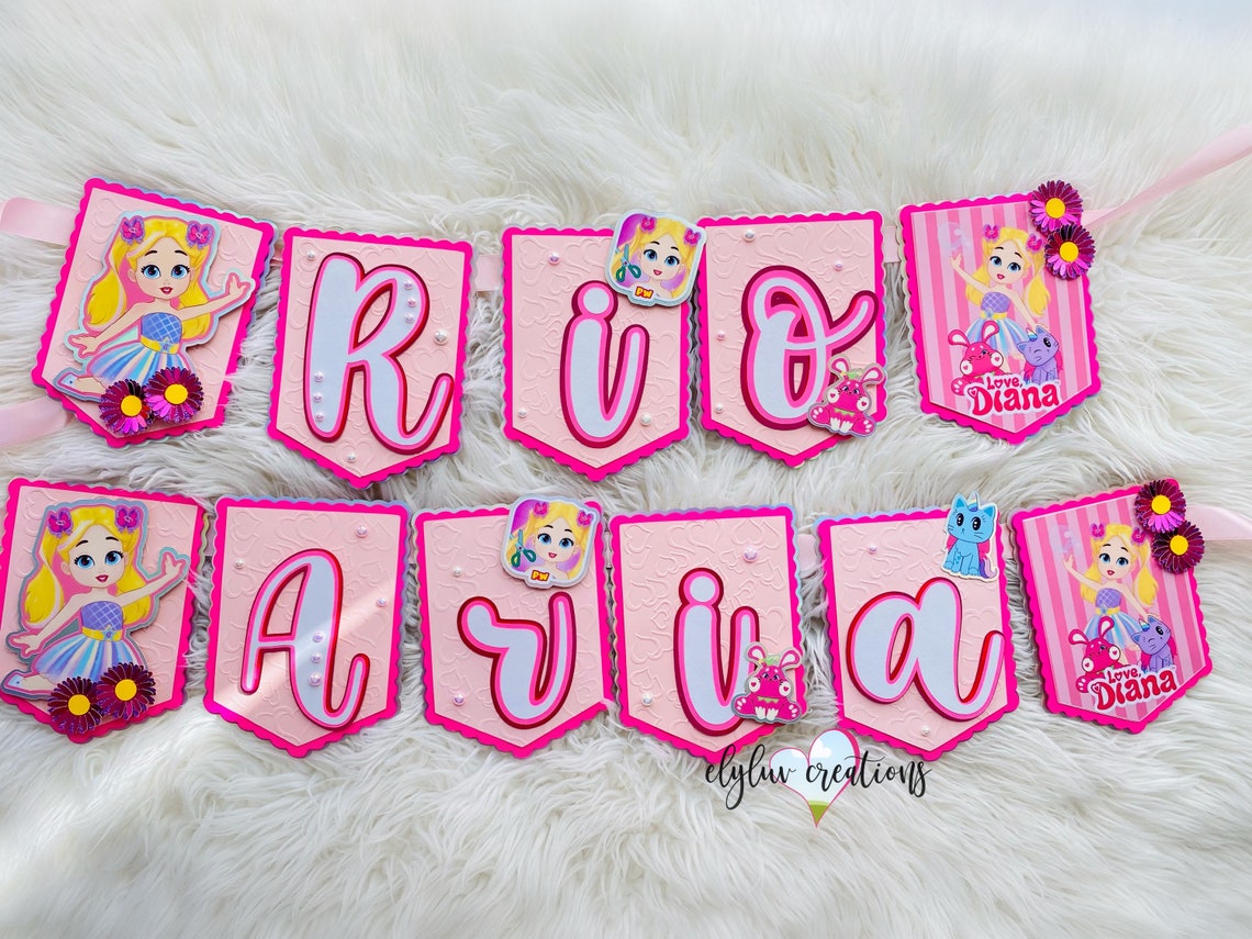 Love Diana Name Birthday Banner, Party Decorations, Love Diana Birthday ...