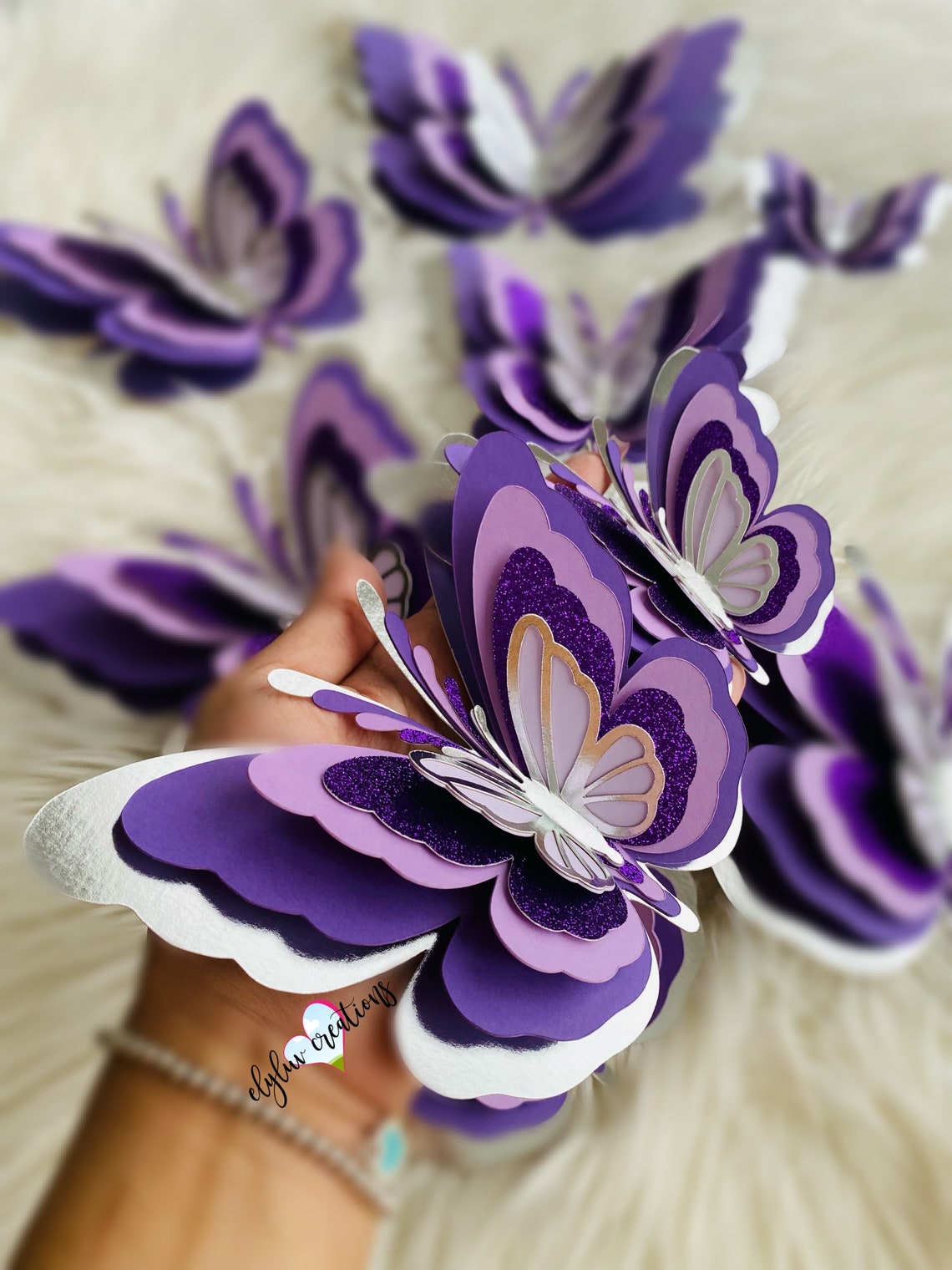 Purple and Silver Paper Butterfly Set 5D Butterfly Sets - Etsy