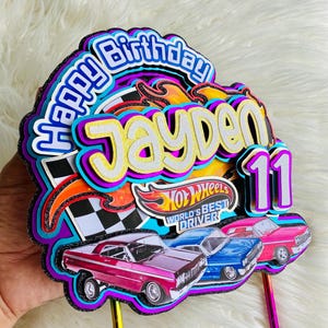 Fast Cars Cake Topper, Party Decorations, Racing Birthday Theme, Custom ...