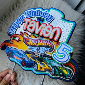 Fast Cars Cake Topper, Party Decorations, Racing Birthday Theme, Custom ...