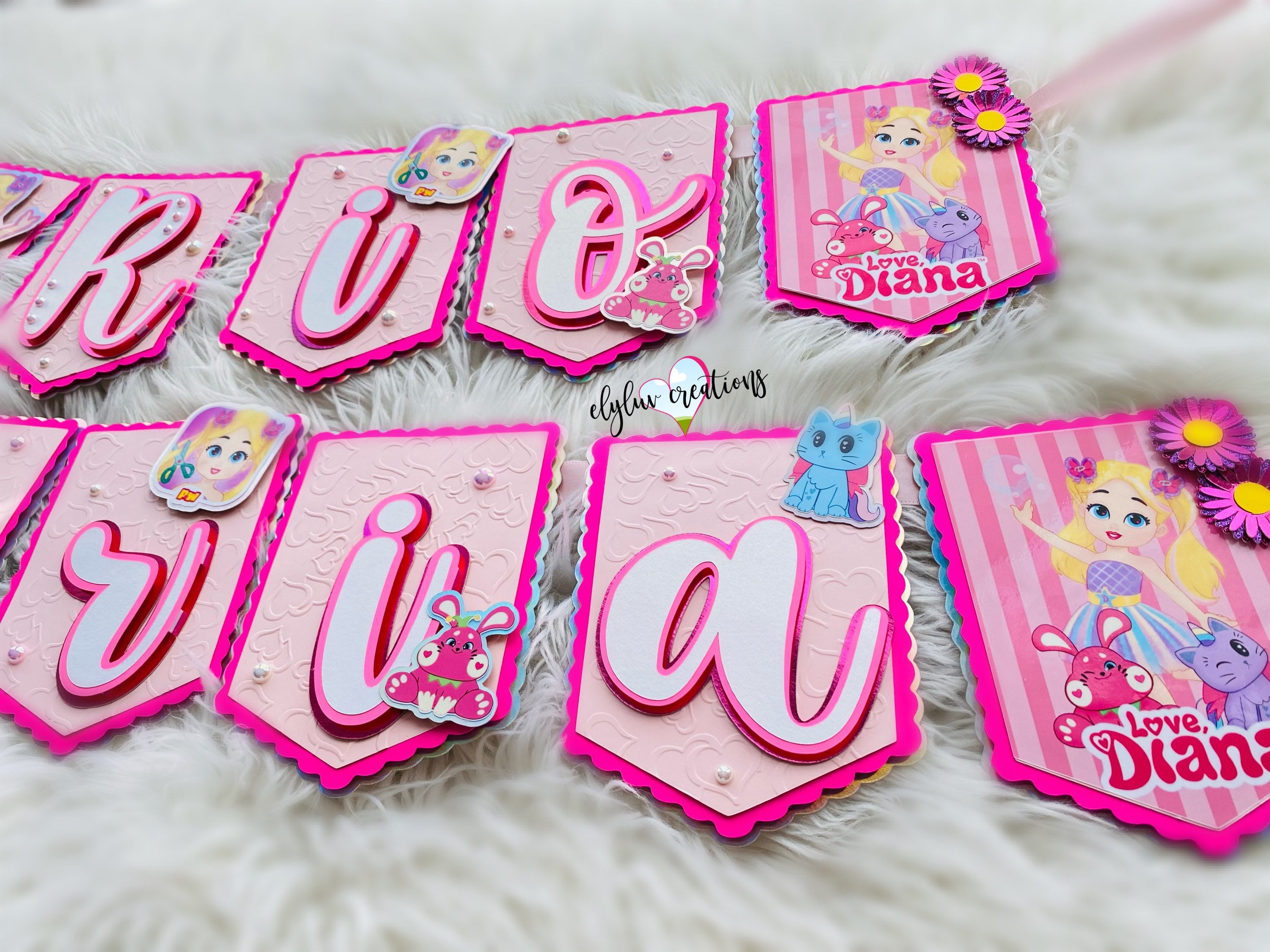 Love Diana Name Birthday Banner, Party Decorations, Love Diana Birthday ...
