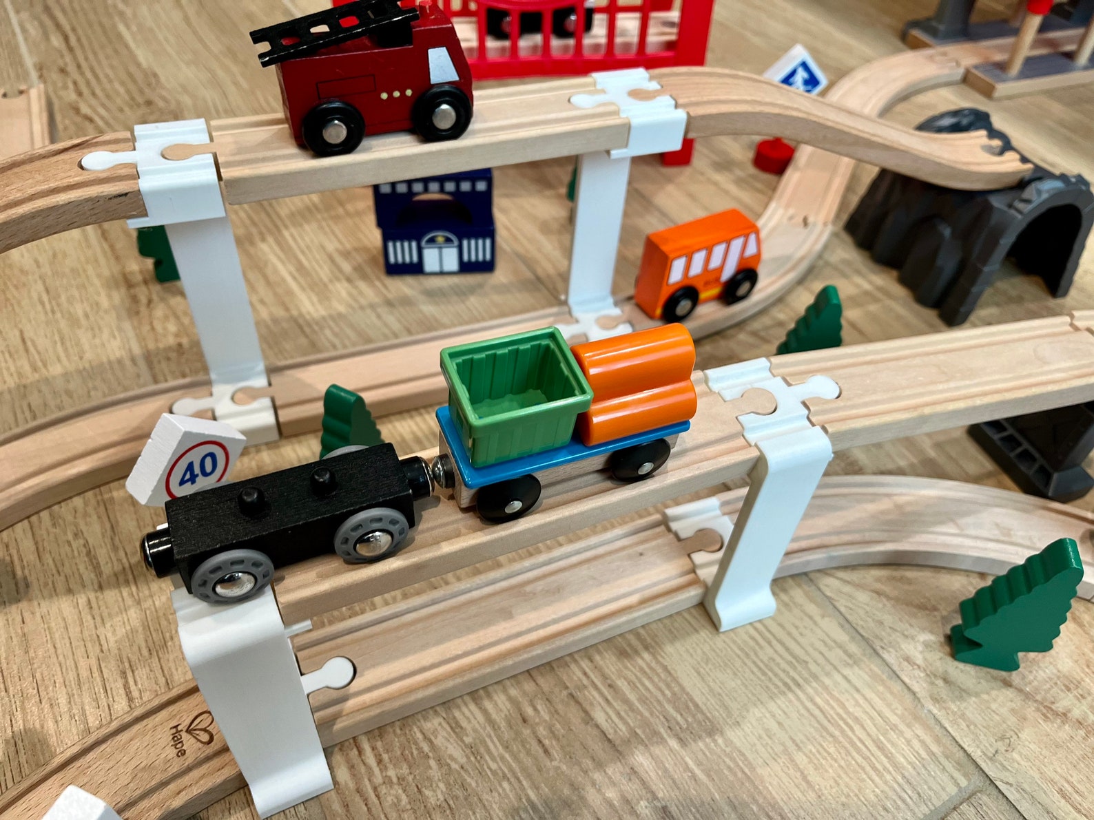 Wooden Train Supports set of 4, 2 Short and 2 Tall Compatible With Brio ...