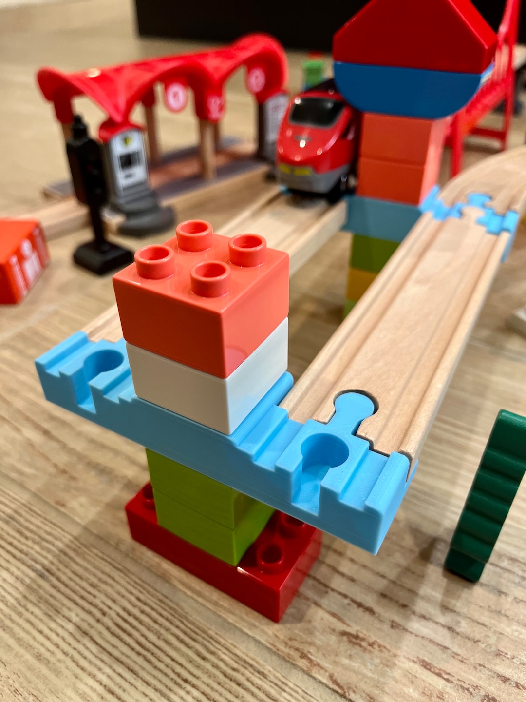 Duplo to Wooden Train Side Adapters set of 4, 2 Single and 2 Dual Track ...