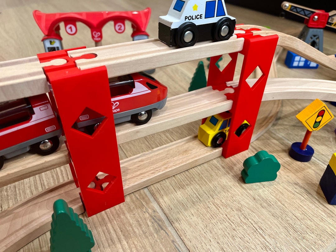 Deluxe 3-tier Wooden Train Supports for Thomas the Train, Brio, Melissa ...