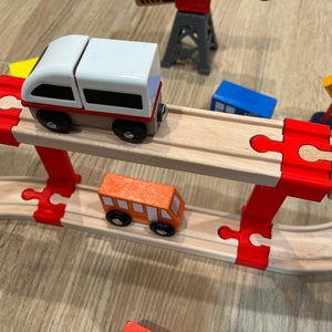 Wooden Train Supports set of 4, 2 Short and 2 Tall Compatible With Brio ...