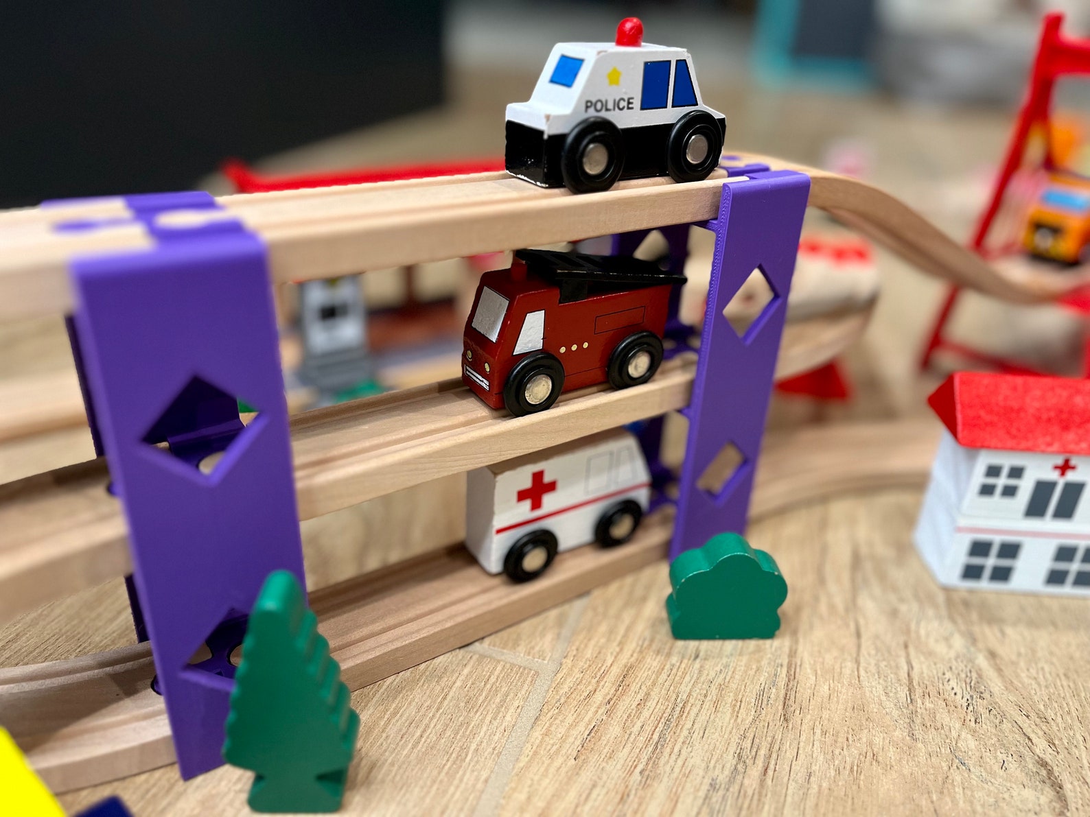 Deluxe 3-tier Wooden Train Supports for Thomas the Train, Brio, Melissa ...