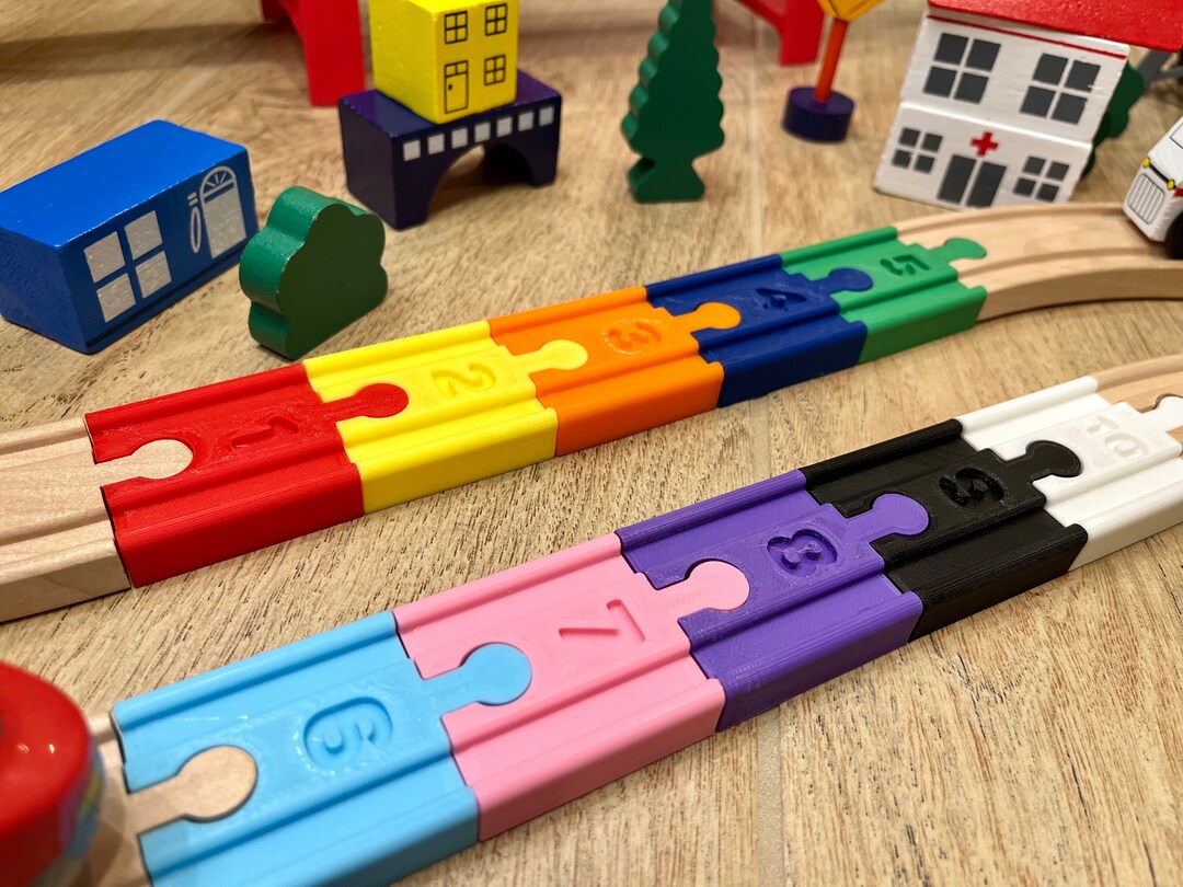 Learning Numbers Wooden Train Tracks. Compatible With Brio, Thomas the ...