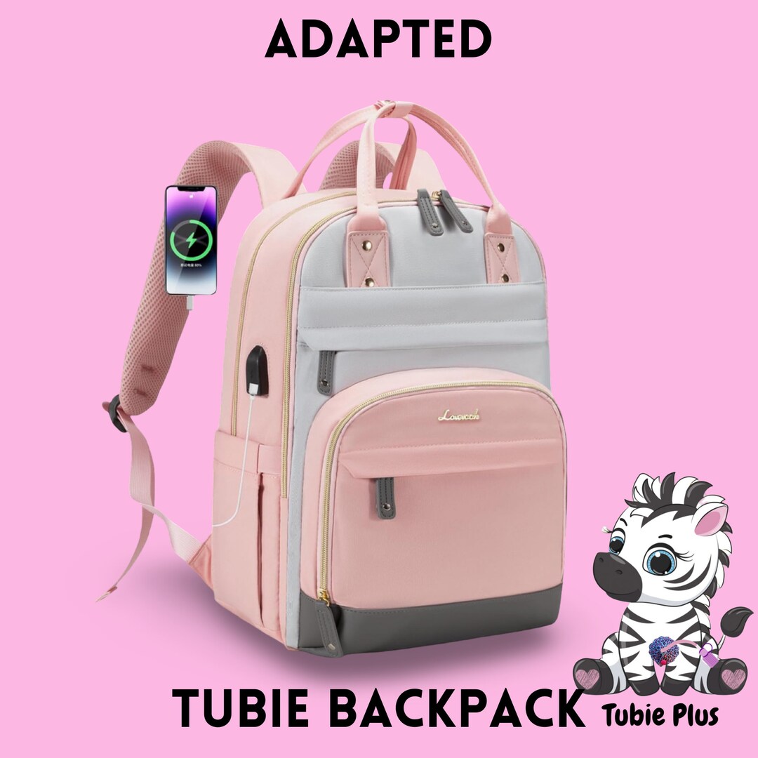 Pink and Grey Feeding Tube Backpack for 2 Bottles, 500ml or 1L or 1.2L ...