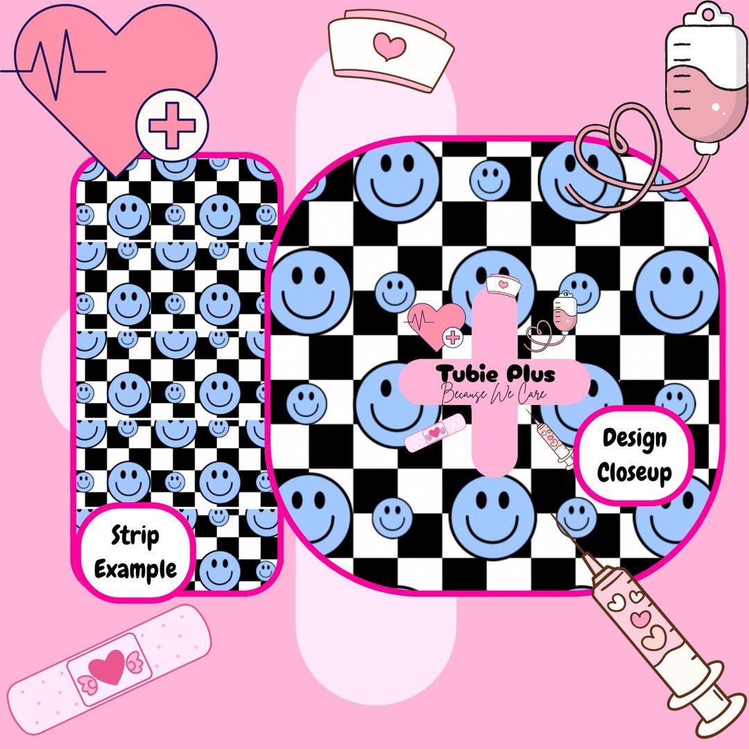 Blue Smiley Check Large Tubie Tape - Etsy